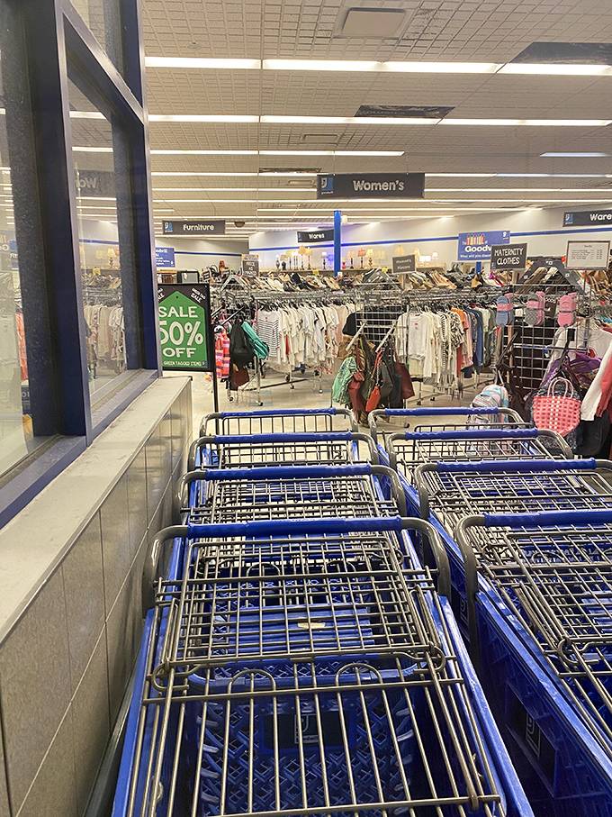 Luggage above, kitchen gadgets below&mdash;this aisle contains everything from cross-country journeys to Sunday pancake breakfasts.