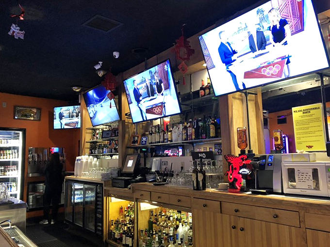 The bar area serves up liquid courage for those facing the dreaded 7-10 split, with multiple screens ensuring no game goes unwatched.
