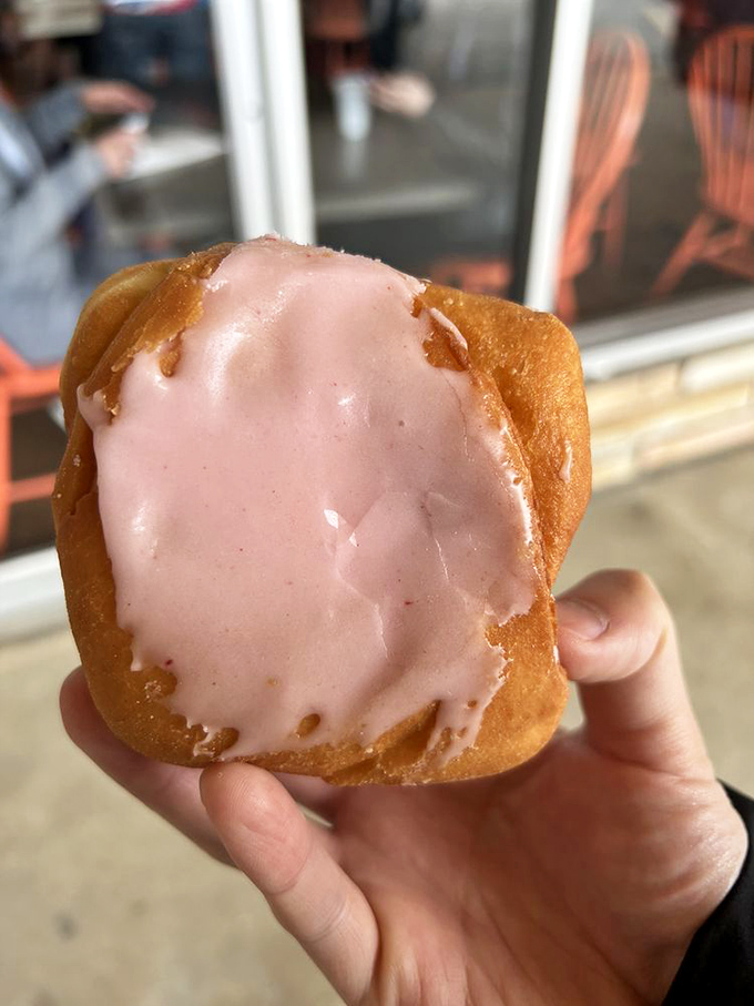 That strawberry cream cheese donut isn't just breakfast – it's edible therapy with a perfect balance of tang and sweetness.