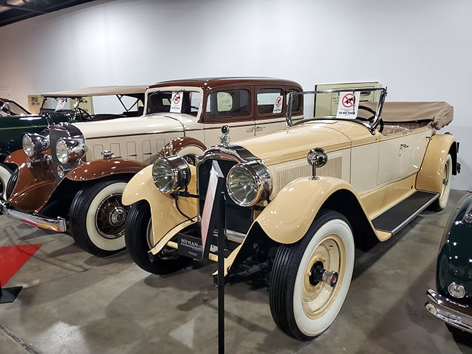 Elegance on wheels: this cream-colored 1924 Packard 136 Single Eight represents an era when cars weren't just transportation but rolling status symbols.