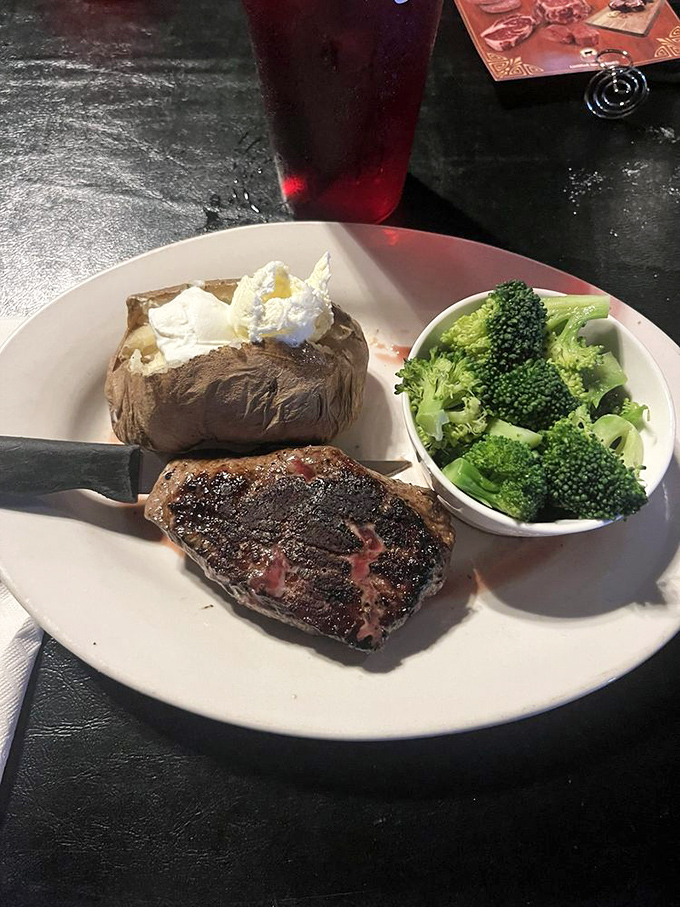 This sirloin, baked potato, and broccoli plate isn't just dinner&mdash;it's what your doctor secretly wishes they could prescribe for happiness.