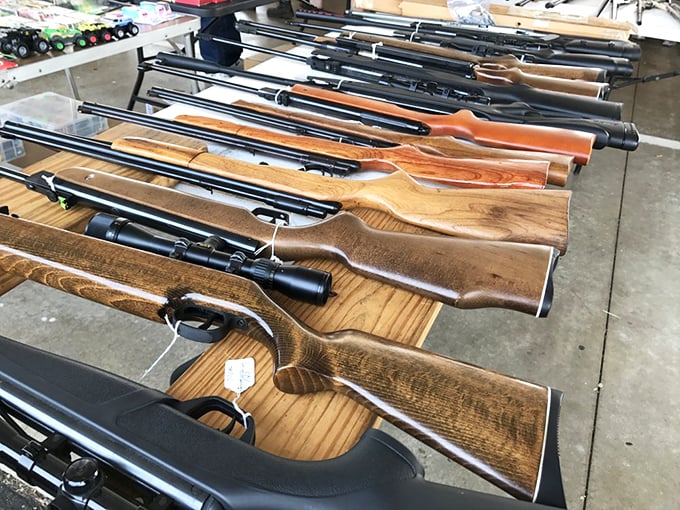 A hunter's dream lineup of air rifles, where the craftsmanship of the wood stocks rivals fine furniture.