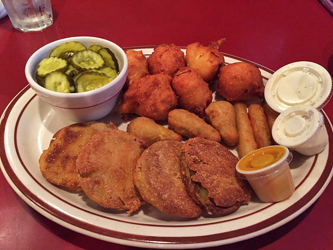Southern appetizer heaven: where fried green tomatoes, hush puppies and other crispy delights compete for your affection.