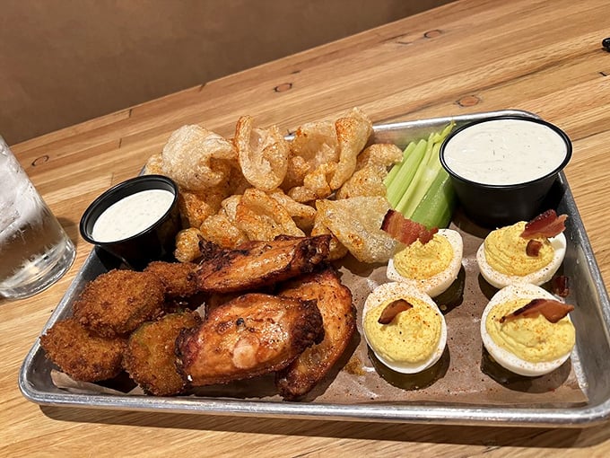 Appetizers only in name&mdash;these wings, pork bites, and deviled eggs with their crispy accessories are plotting a full-scale stomach invasion.