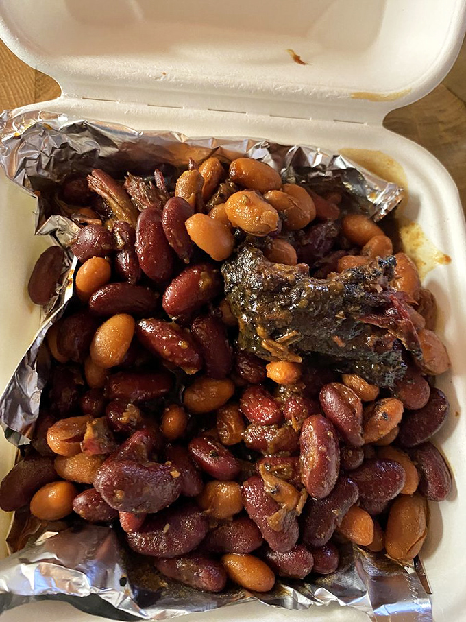 These aren't just beans &ndash; they're a slow-simmered community where legumes and brisket bits mingle in what can only be described as a flavor block party.