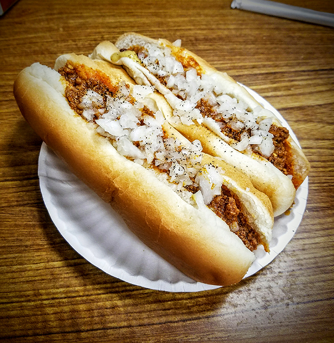 The Texas Macaroni Bowl transforms humble elbow pasta into a comfort food masterpiece with that same magical chili sauce that tops the dogs.