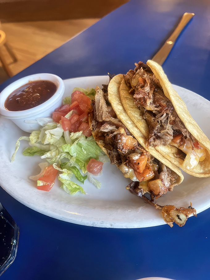 These brisket tacos aren't just lunch&mdash;they're edible architecture, carefully constructed with slow-cooked meat that practically confesses its life story with each bite.