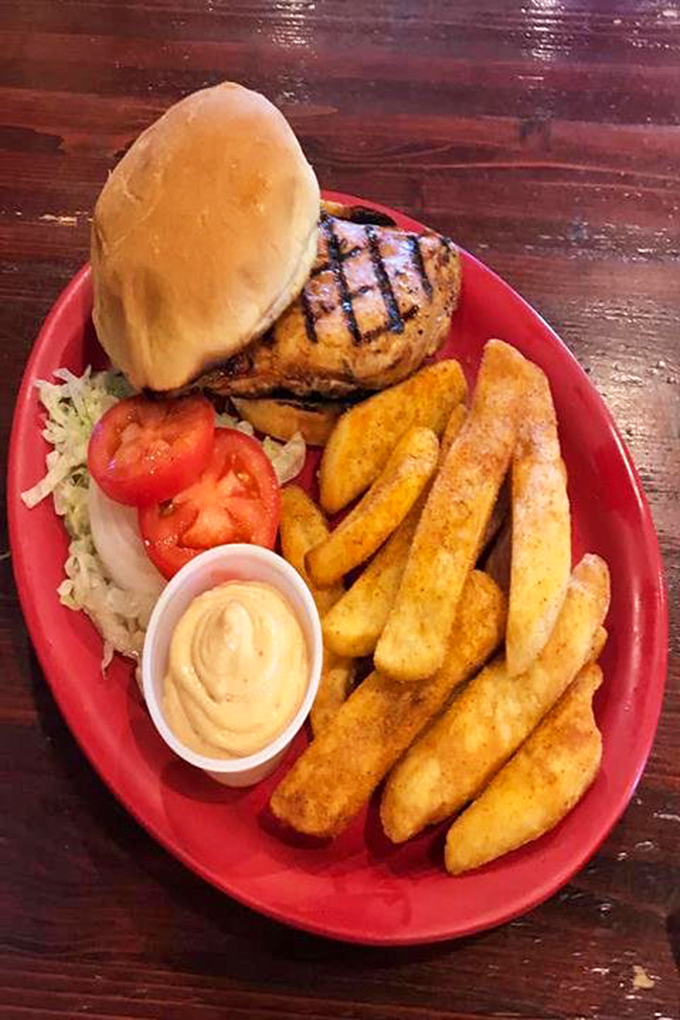 When Nebraska meets Mexico, you get this surprising plot twist: a perfectly grilled burger with seasoned fries that holds its own on a Southwestern menu.