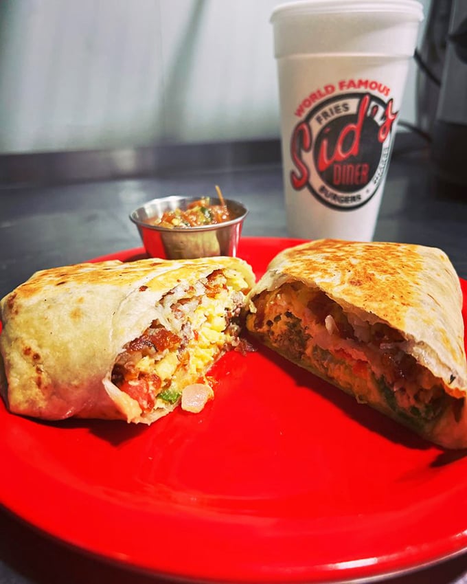 Breakfast meets lunch in this handheld wonder, proving that Sid's knows how to wrap multiple comfort foods into one satisfying package.