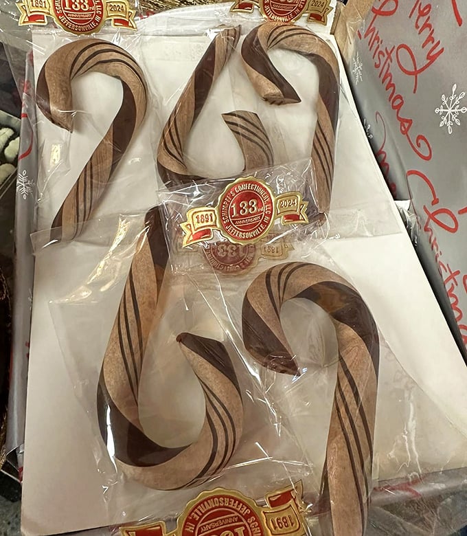 Candy canes with dignity—artisanal, earthy, and nothing like those plastic-wrapped afterthoughts hanging on Christmas trees nationwide.