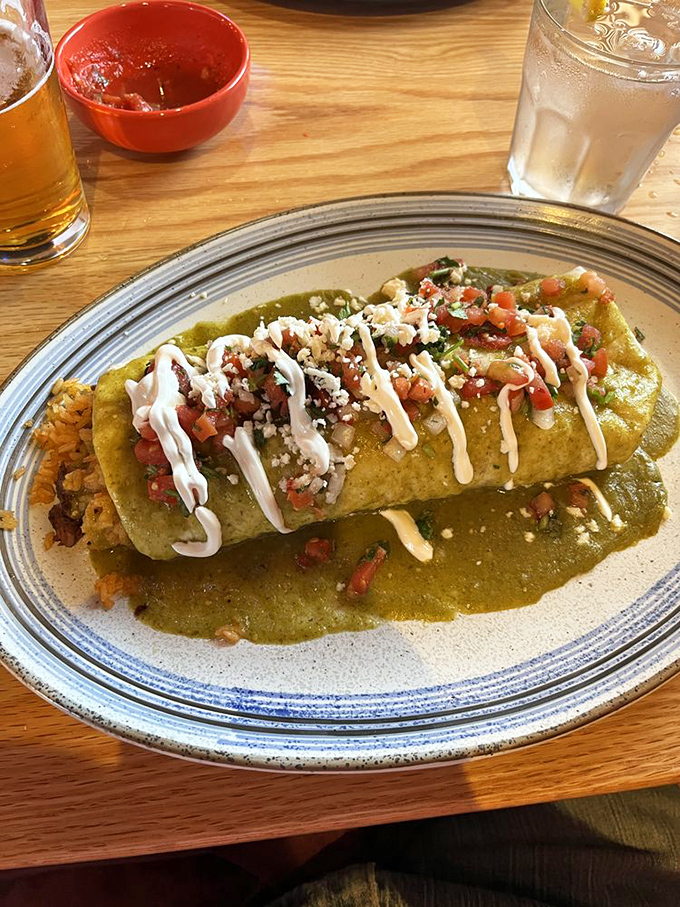 This burrito doesn't need Instagram filters&mdash;it's already ready for its close-up. The red sauce cascade is the culinary equivalent of a sunset over Acapulco.