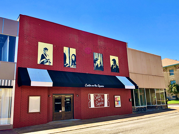 Center On the Square's vibrant red facade and artistic portraits promise cultural delights that would make any metropolitan area jealous.