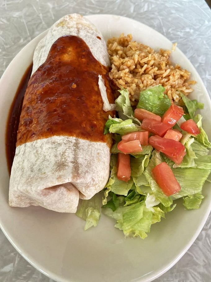 Enchiladas rojas bathed in a sauce so deeply red and flavorful, it's like the culinary equivalent of a warm embrace from your favorite Mexican grandmother.