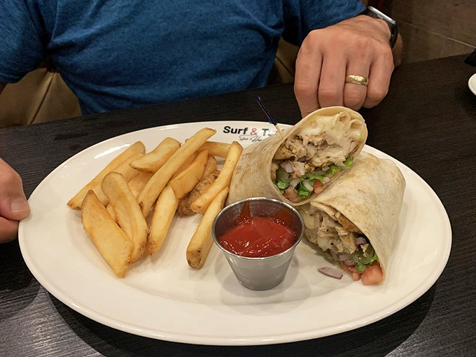 This chicken wrap with its golden fries sidekick is the lunch equivalent of finding money in your coat pocket&mdash;an unexpected joy that makes your day better.
