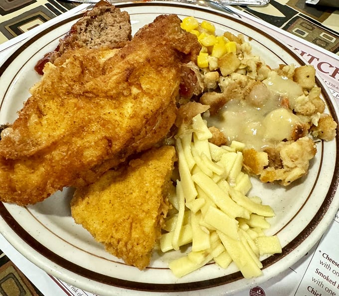 Chicken, cod and noodles&mdash;the holy trinity of heartland cuisine. That breading isn't just crispy; it's what angels must use for their chicken.