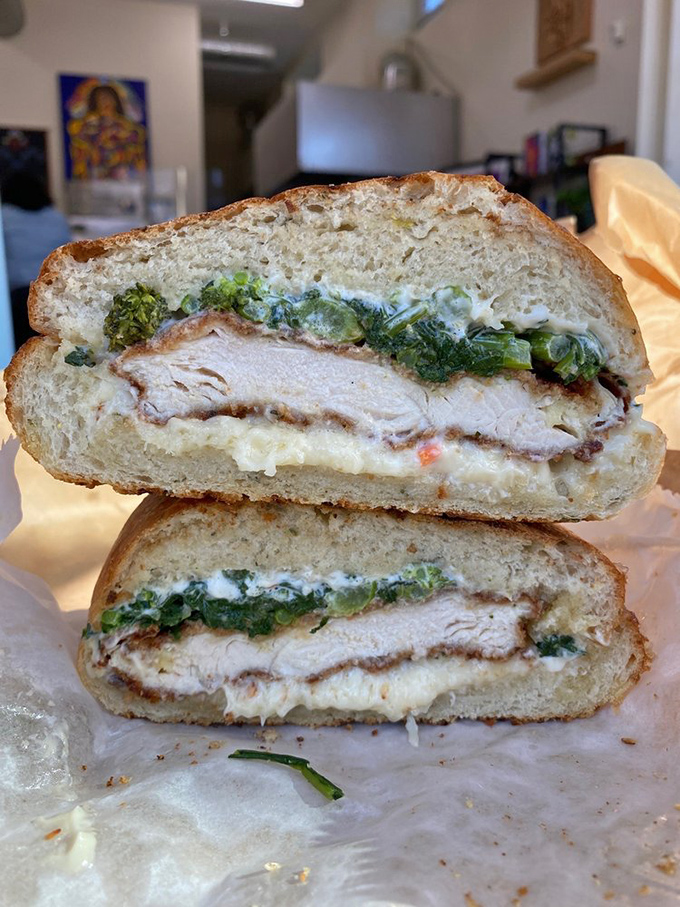 The chicken cutlet sandwich&mdash;where crispy meets creamy meets fresh. This is what sandwiches dream of becoming when they grow up.