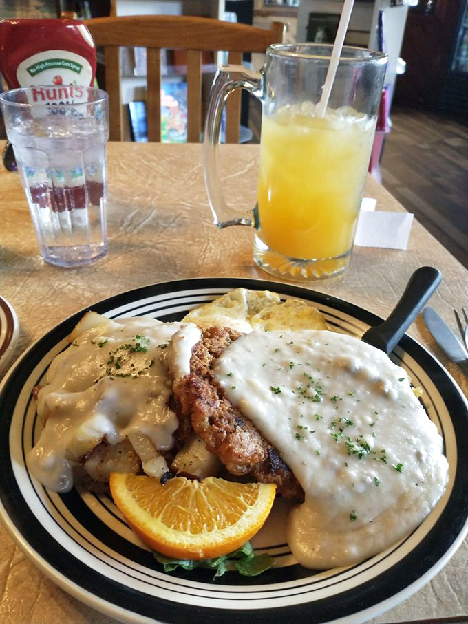 Chicken fried steak with country gravy&mdash;the breakfast of champions and the lunch of those who plan to nap afterward.