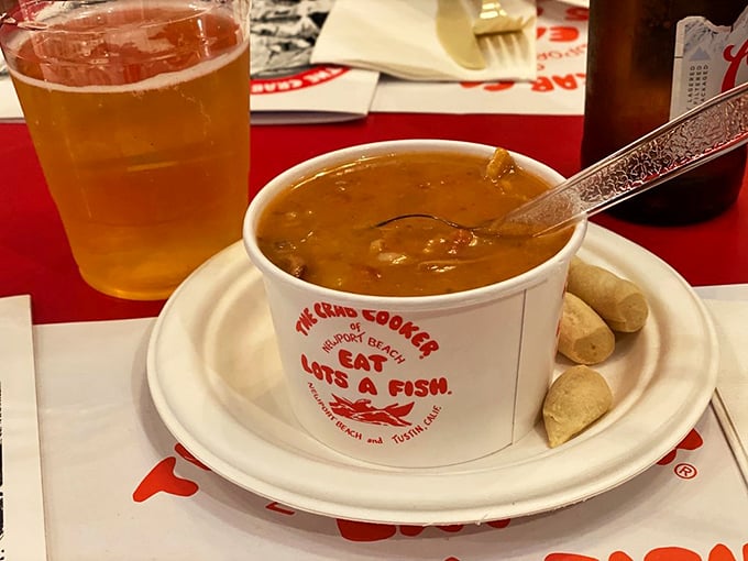 Their legendary clam chowder arrives with the restaurant's motto: "Eat Lots A Fish." Not just advice&mdash;it's a life philosophy.