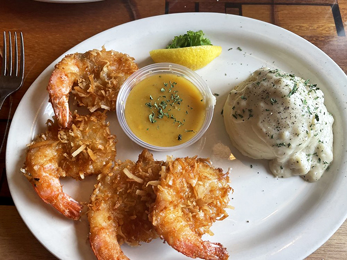 Coconut shrimp that transports you to a tropical vacation, no sunscreen or awkward swimsuit shopping required.