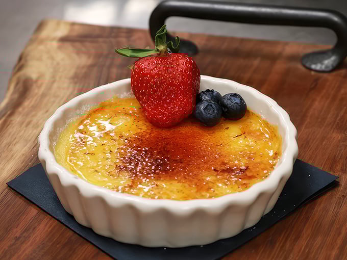 Cracking into this cr&egrave;me br&ucirc;l&eacute;e is like breaking the ice on a perfect winter pond&mdash;satisfying, dramatic, and worth every calorie.