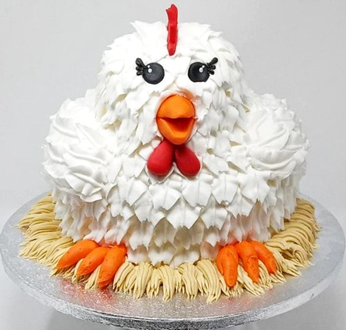 Not just a cake, but a work of art&mdash;this chicken creation proves that whimsy and buttercream are a match made in bakery heaven.