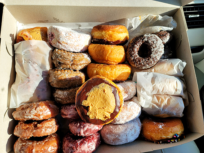 The donut motherlode&mdash;a cardboard ark of fried dough treasures that makes choosing just one an existential crisis worth having.
