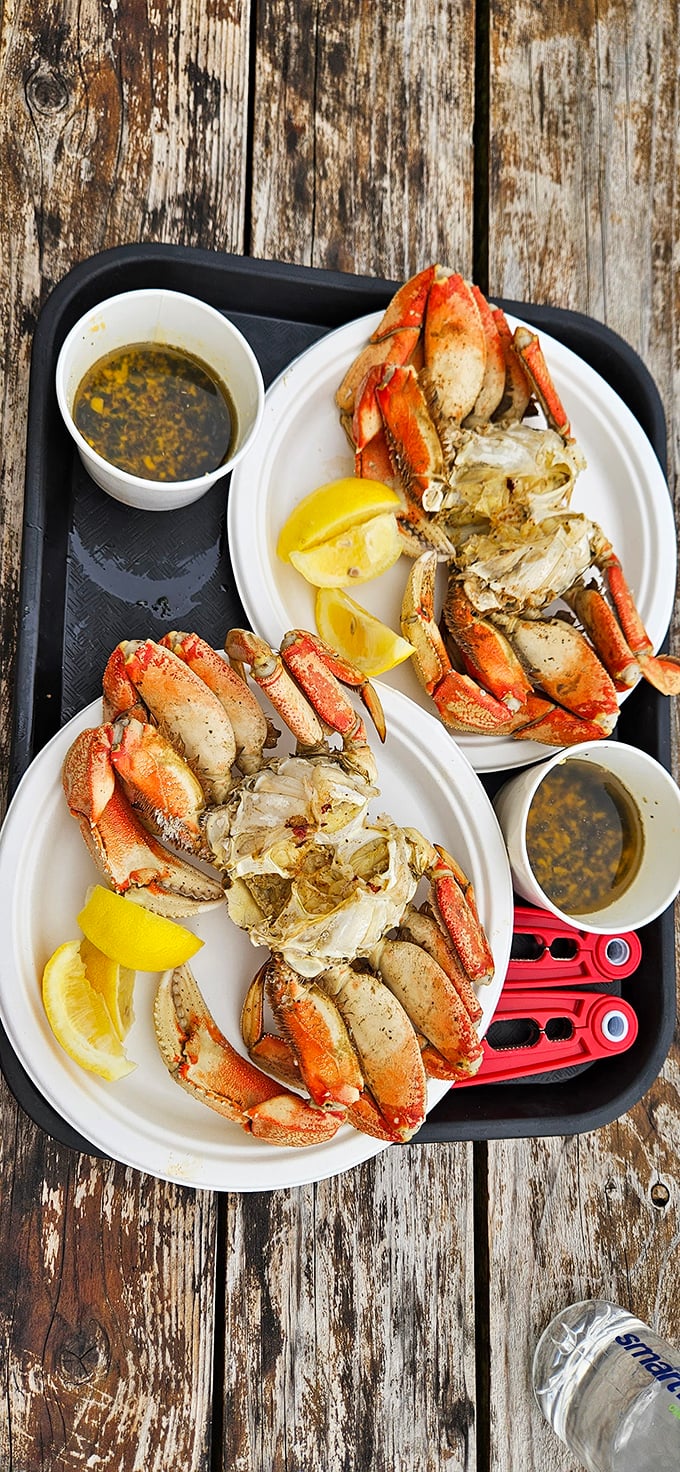 Dungeness crab, simply prepared with lemon wedges and dipping sauce&mdash;proof that the best things in life need minimal interference.