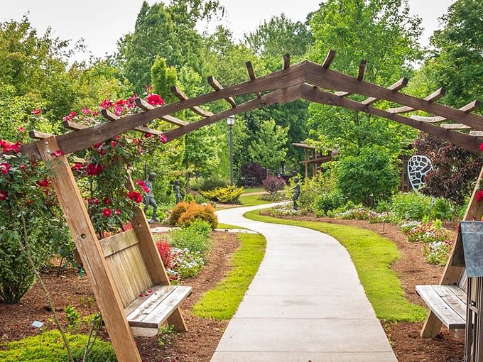 Romance isn't dead; it's just been hiding under this rose-covered arbor, waiting for you to discover it.