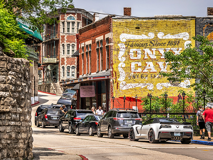 Victorian buildings in candy-colored hues line the winding streets, creating a scene that feels like you've stepped into a movie set about small-town America.