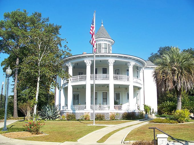 The Russ House stands as Marianna's grand southern belle, with columns so elegant they make modern architecture look like it's not even trying.