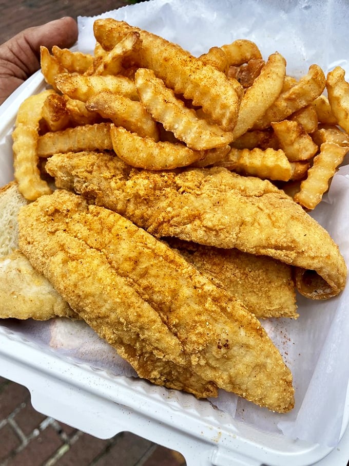 Crispy, golden whiting nestled alongside crinkle-cut fries &ndash; a combination so perfect it should have its own national holiday.