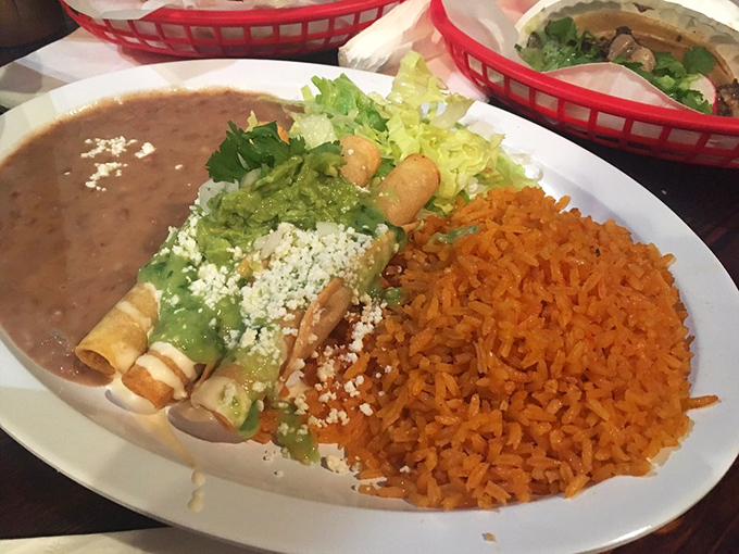 Flautas that make you question why you've wasted time on lesser rolled foods. The contrast between crispy exterior and tender filling is like a beautiful culinary sonnet.