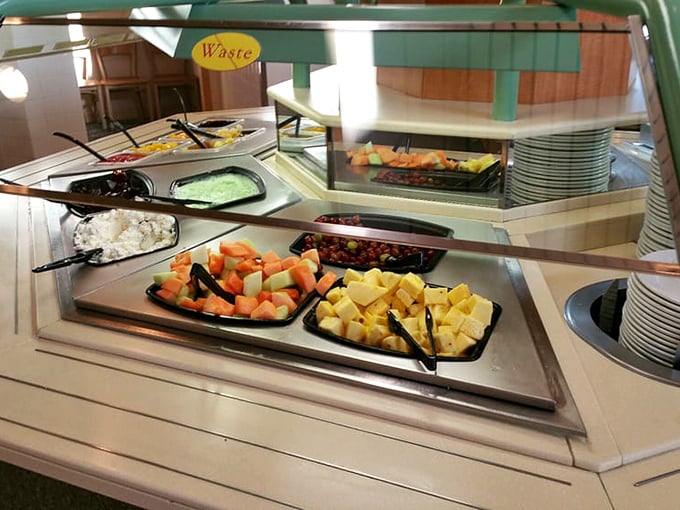 The fruit station isn't messing around&mdash;melon chunks and berries waiting patiently to become the virtuous part of your otherwise indulgent buffet experience.