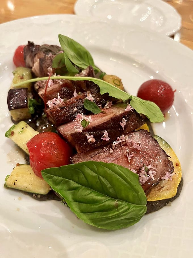 When a squash gets to hang out with a perfectly cooked steak and herb garnish, everybody wins—especially your taste buds.