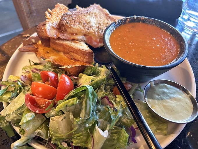 When your grilled cheese comes with a side salad, you've officially achieved the balance of "treating yourself" and "being an adult" in one glorious plate.