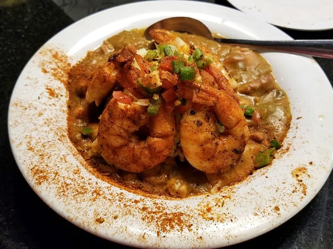 Shrimp and grits get the Southwestern treatment. Those plump crustaceans swimming in savory goodness are calling your name.