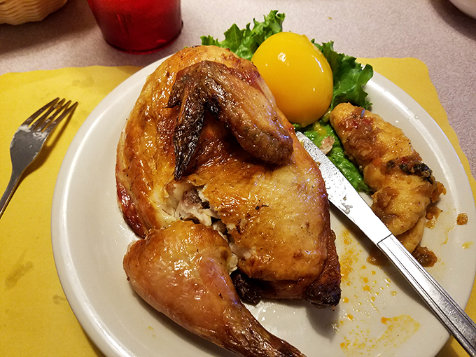 The roasted half-chicken option proves Belgrade Gardens isn't just a one-trick pony. That glistening skin is nature's candy.