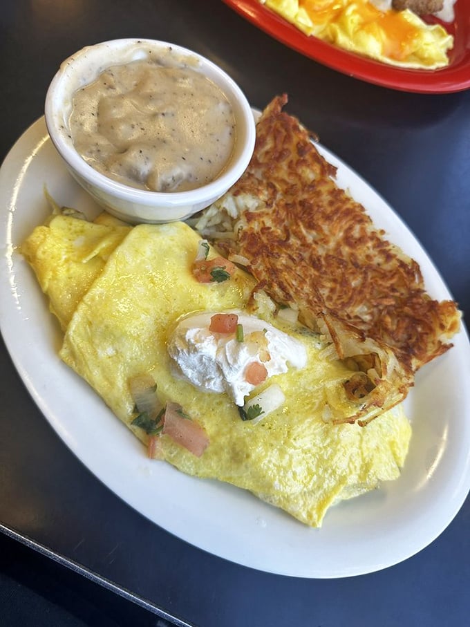 The Hawkeye omelet with crispy hash browns&mdash;proof that sometimes the simplest pleasures are the most satisfying. College students know this truth.