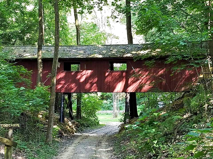 Heritage Canyon's covered bridge invites you to literally walk through history, no DeLorean or flux capacitor required.