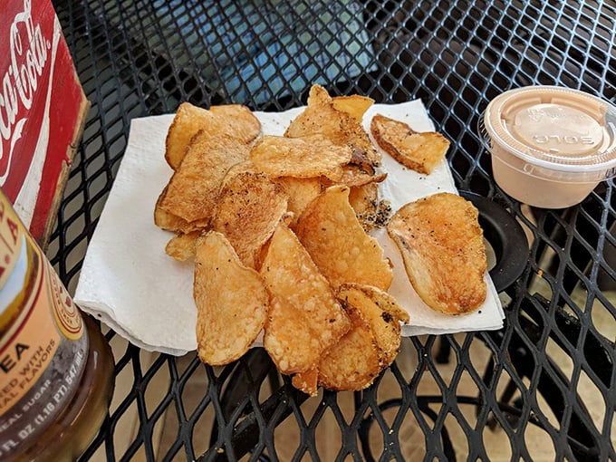 Crispy, golden homemade chips that snap with each bite. The perfect companion for when you need a break between cheesesteak bites.