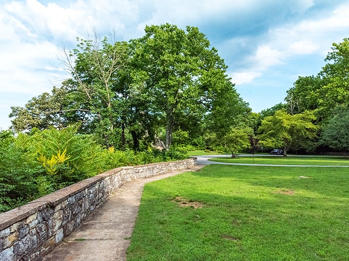 Green spaces like this offer a breath of fresh air between historic buildings, proving nature and architecture can be best friends.