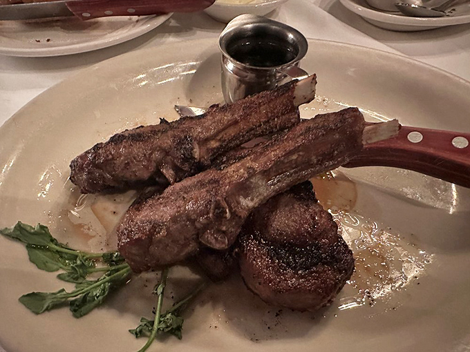 These lamb chops and filet could start a support group for "Foods Too Good To Share." The bone handles are nature's way of saying "pick me up and enjoy."