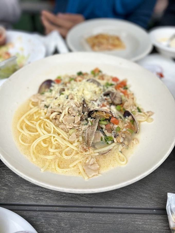 Linguini and clams in a broth so good you'll consider drinking it straight from the bowl. No judgment here.