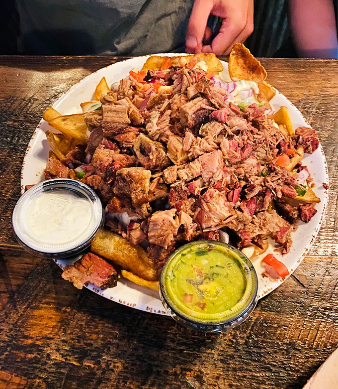 When fries meet brisket, magic happens. This mountain of meaty, starchy goodness is what would happen if comfort food won the lottery.