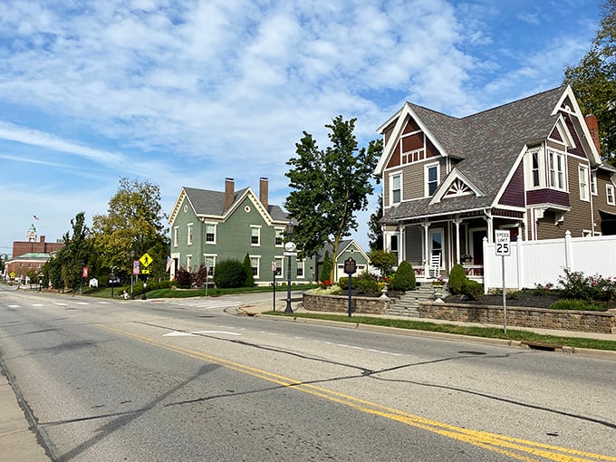 Victorian homes in sherbet hues line Lebanon's residential streets, each one telling a different architectural story from Ohio's past.