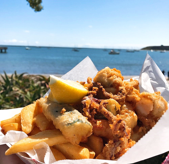 A seafood feast with a view that's worth every penny. Nothing beats fried seafood and fries with the Pacific Ocean providing the backdrop.