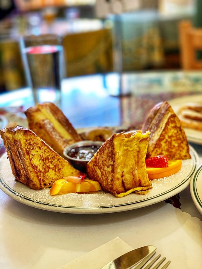 The Monte Cristo: breakfast's answer to formal wear. Powdered sugar dusting that would make Scarface jealous.