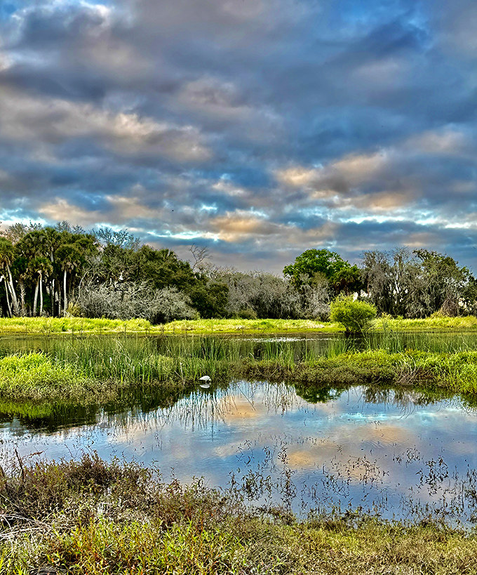 Mirror-like waters reflect clouds that seem to be auditioning for a Renaissance painting. Even the most dedicated selfie-takers pause here to admire nature's artistry.