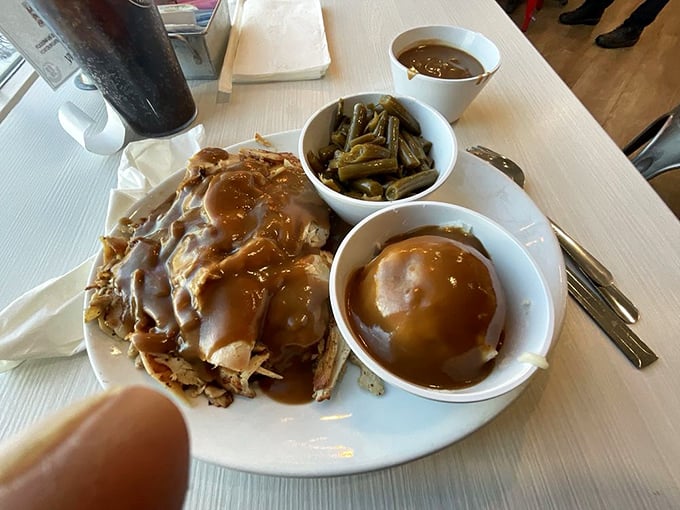 When gravy cascades over turkey like Niagara Falls, you don't just eat lunch&mdash;you experience a comfort food waterfall.