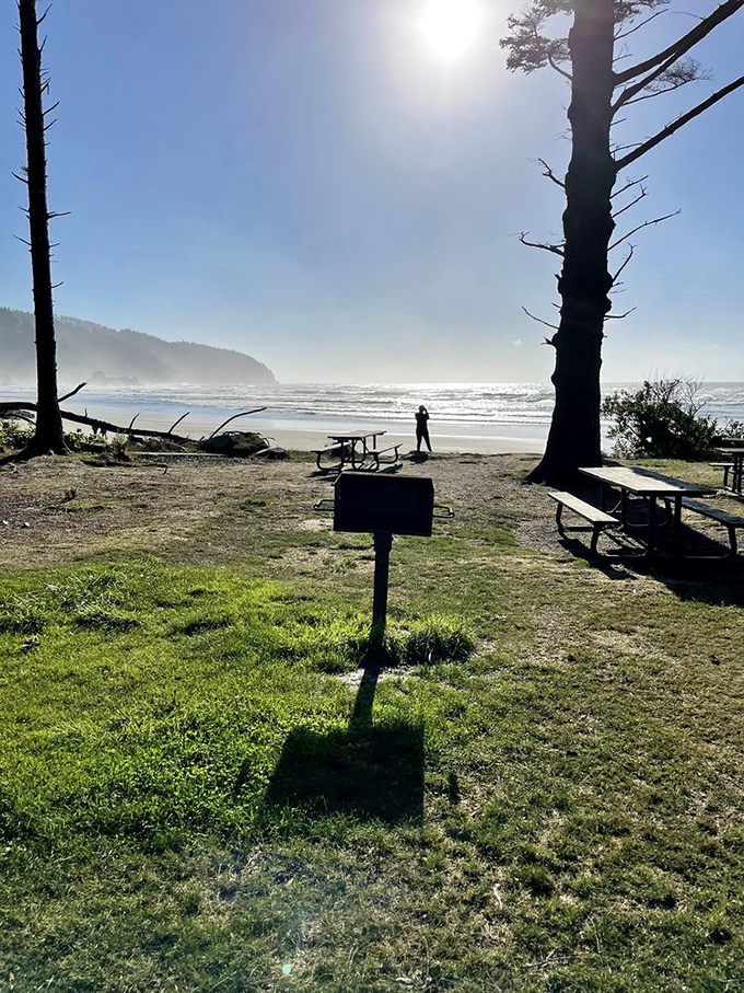 The perfect spot for your "I escaped civilization" moment. That grill has probably witnessed more family bonding than a therapist's couch.